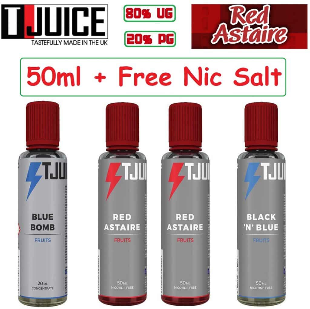 Red Astaire 50ml T-Juice E liquid For £9.45 - Free Nic Shot & UK Delivery